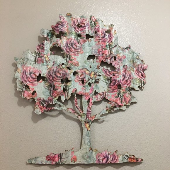 Hand Crafted | Art | Tree Of Life Decoupage Metal Tree W Roses ...